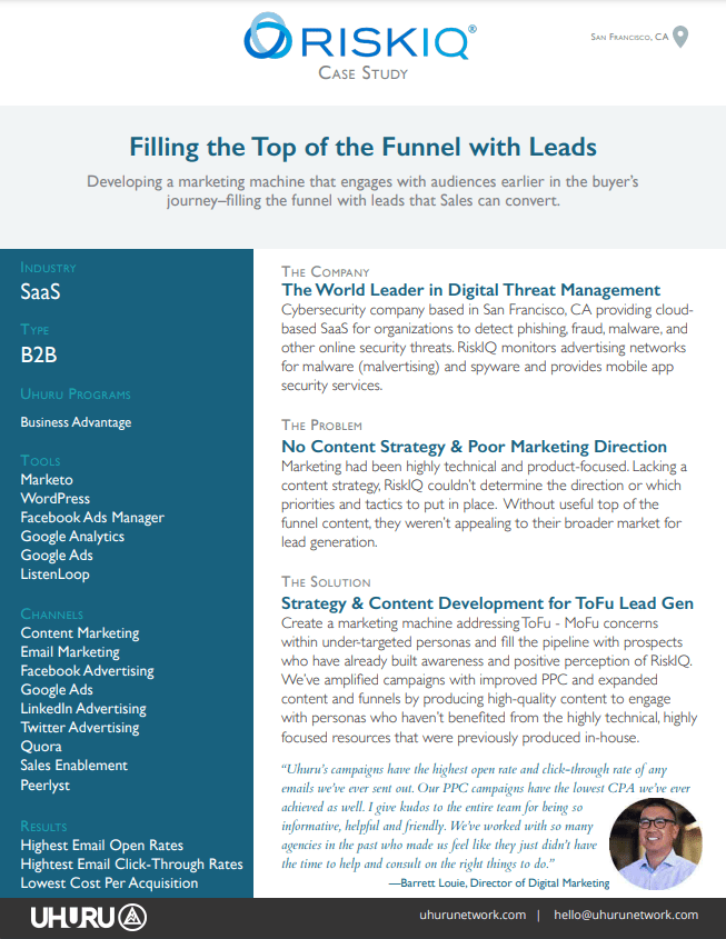 RiskIQ Case Study - Uhuru Network